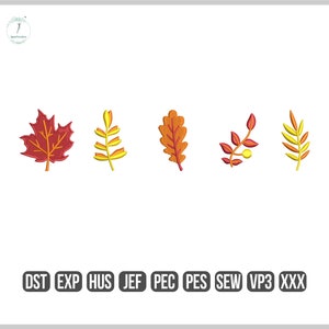 Autumn Leaves Embroidery Design, Mini Leaves Machine Embroidered Design ...
