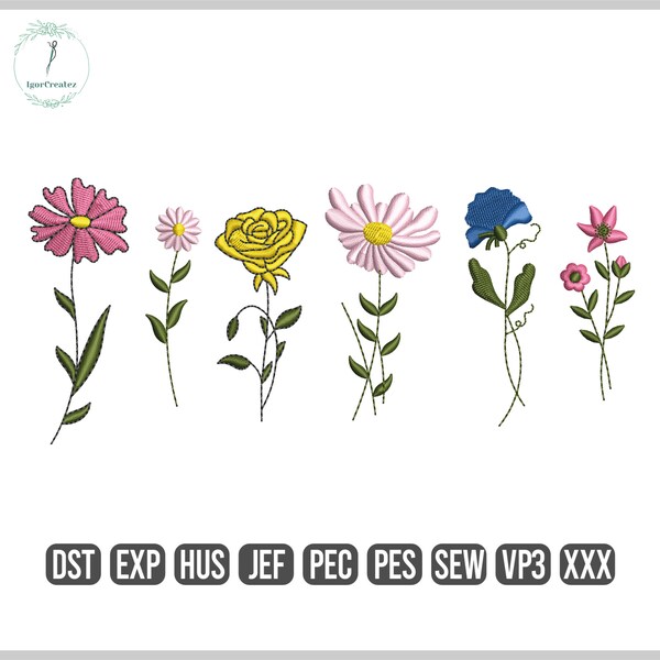 Flower Embroidery Pattern - Etsy