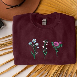 12 Month Flowers Embroidery, Birth Flowers Bundle Machine Embroidered ...