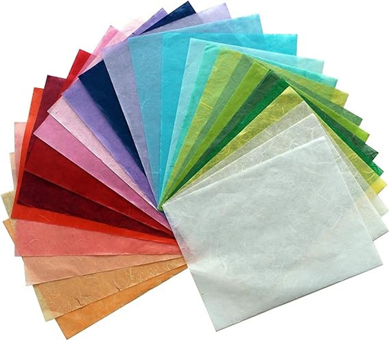 50 Mulberry Paper Sheet Design Craft Hand Made Art Tissue Japan Origami ...