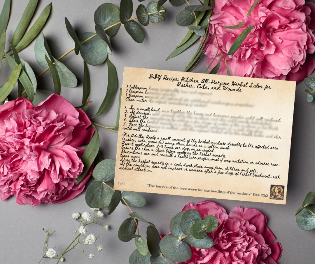 Herbal Salve for Rashes Cuts Wound DIY Kitchen Recipe Digital Template ...