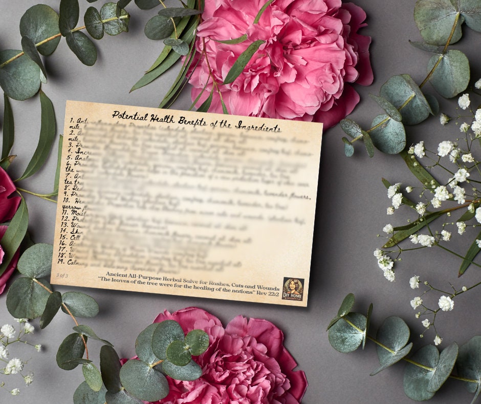 Herbal Salve for Rashes Cuts Wound DIY Kitchen Recipe Digital Template ...