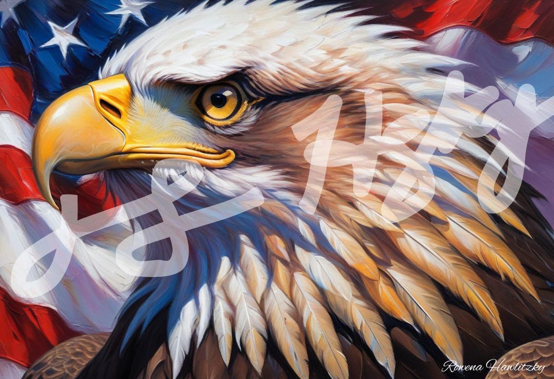 USA MAGA Eagle Flag American Digital Painting Wall Art Decor Patriot ...