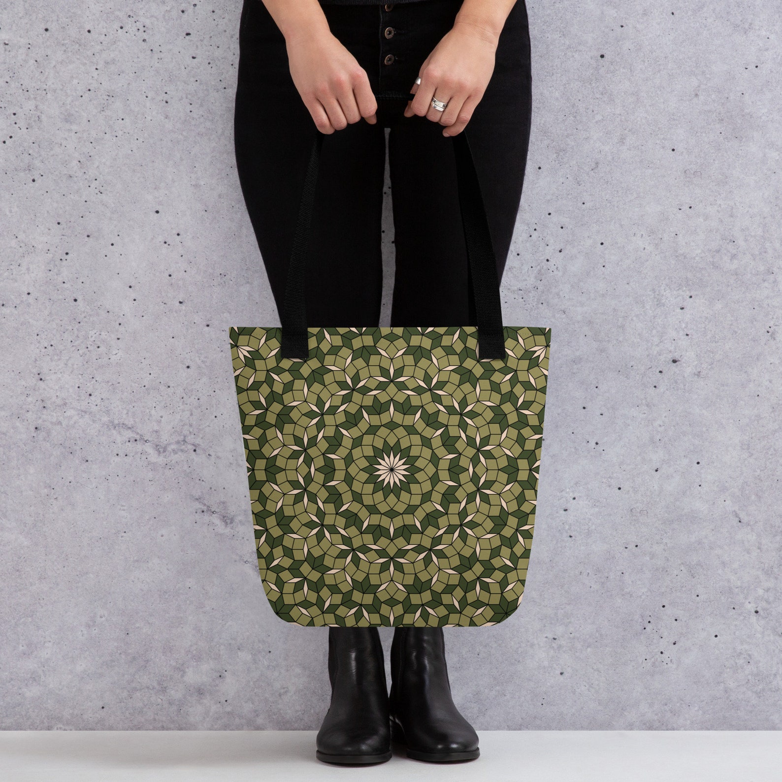 7-fold Geometric Penrose Tile Pattern Tapered Tote 1 printed ...