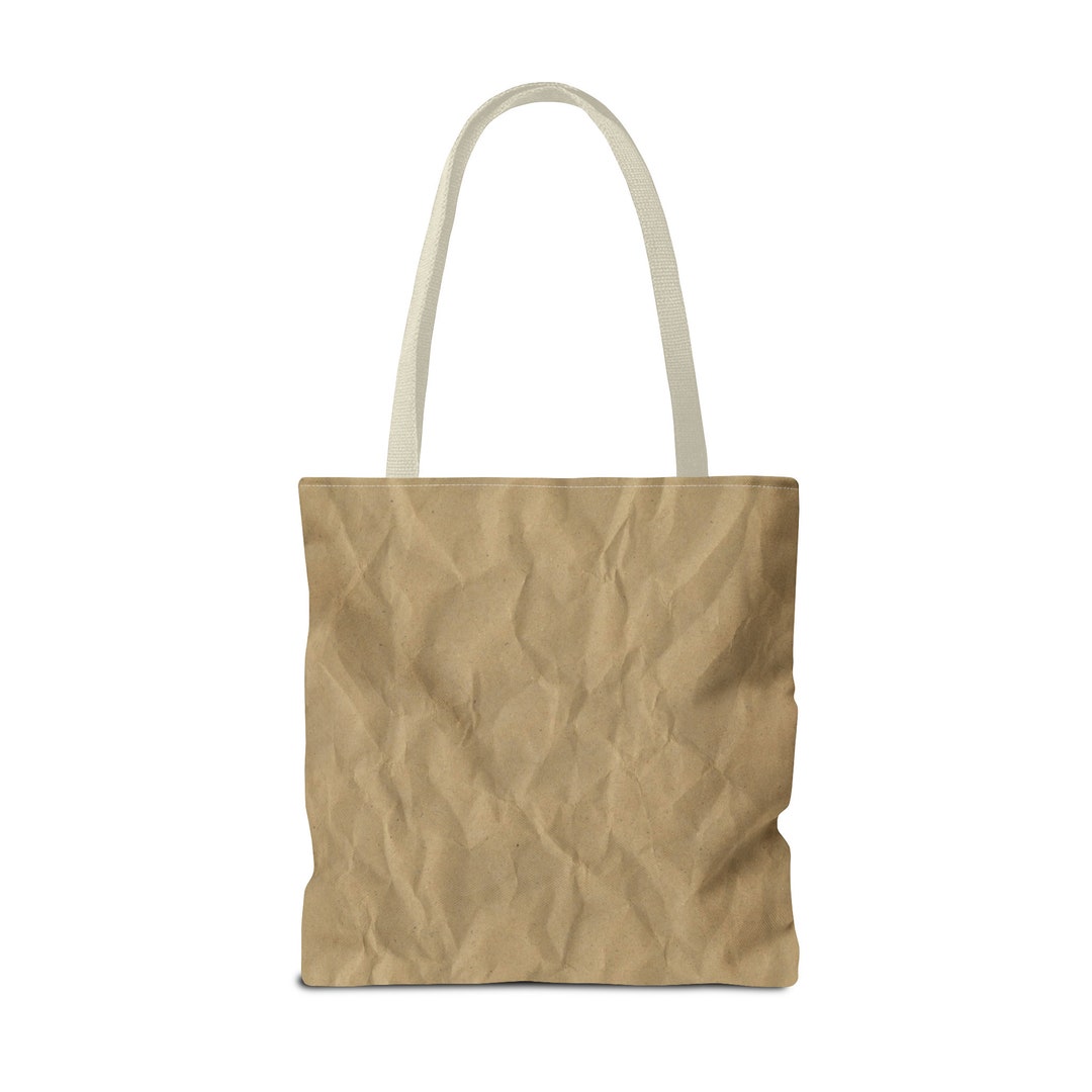 Crumpled Brown Square Tote Printed Lightweight Fabric Carryall Bag ...