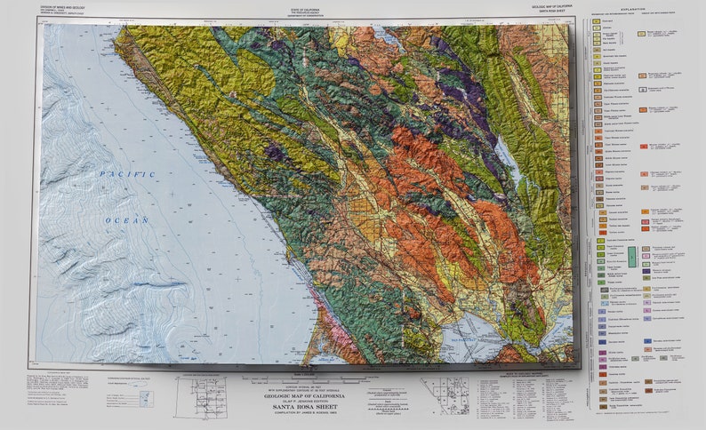 Geologic Map of California - Santa Rosa; Sonoma County - Etsy
