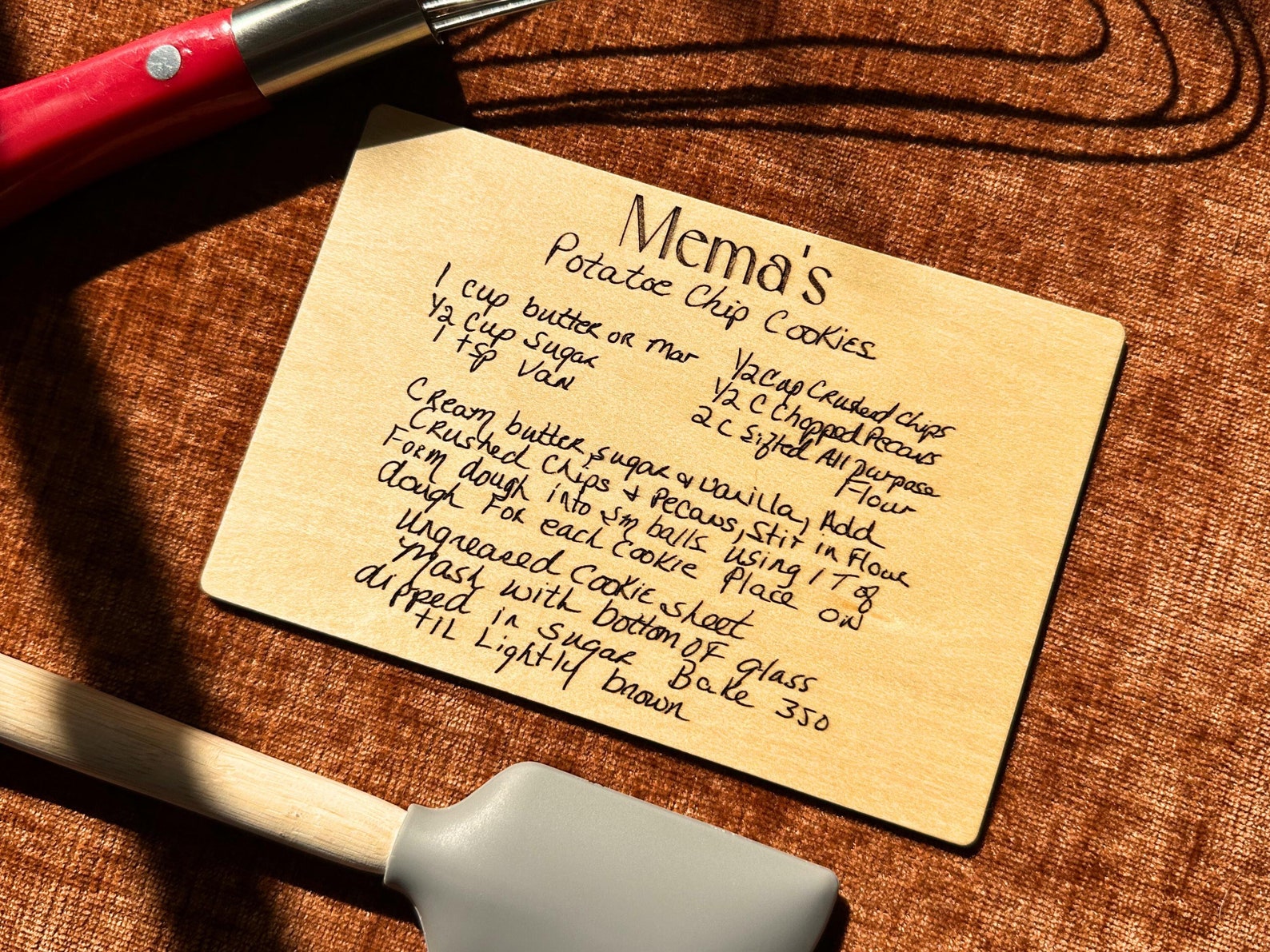 Engraved Wooden Recipe Cards | Grandma's Handwritten Recipe | Family ...