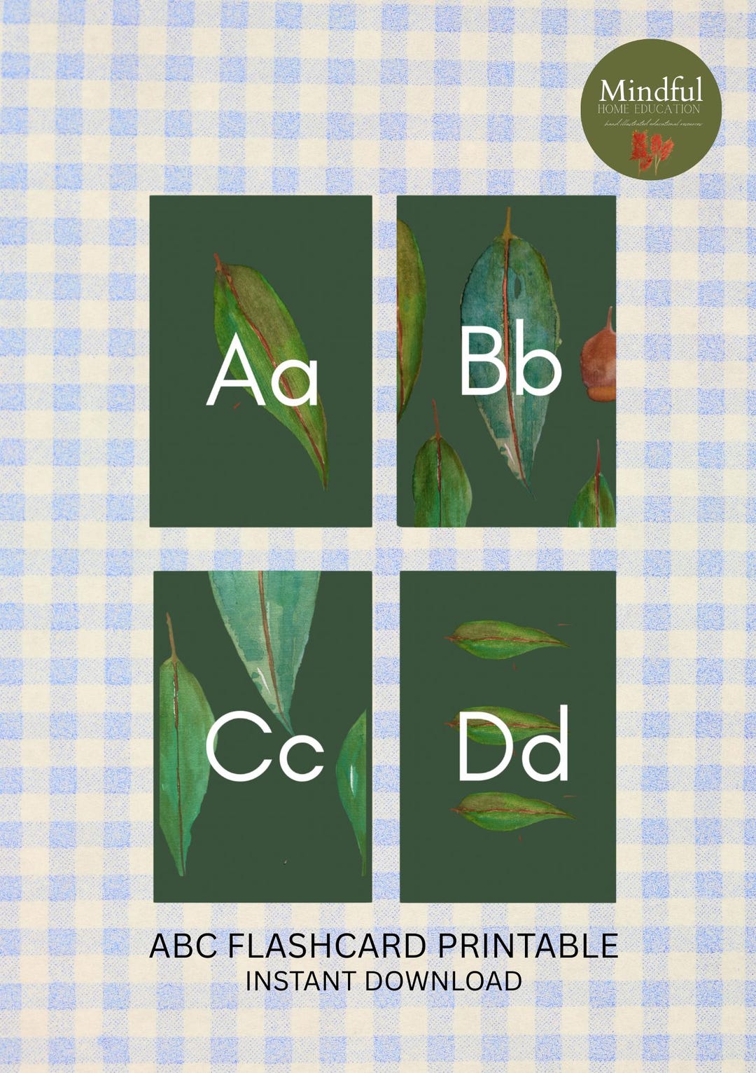 Alphabet ABC Flashcard “gumtree” Print at Home - Etsy