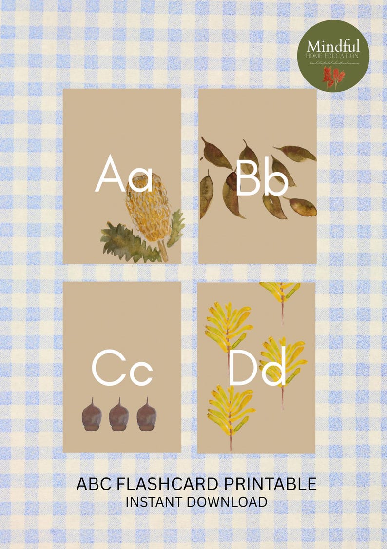 ABC Nature Alphabet Flashcards | Printable Floral Letter Cards for Kids ...