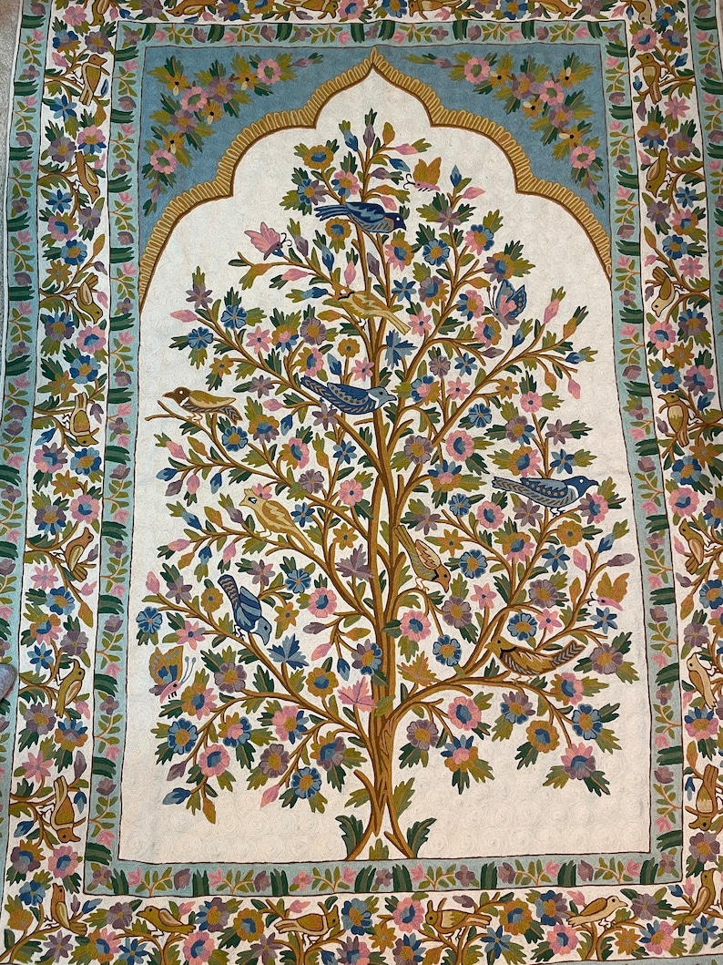Hand-embroidered "tree of Life" Area Rug or Tapestry, Floral Tapestry ...