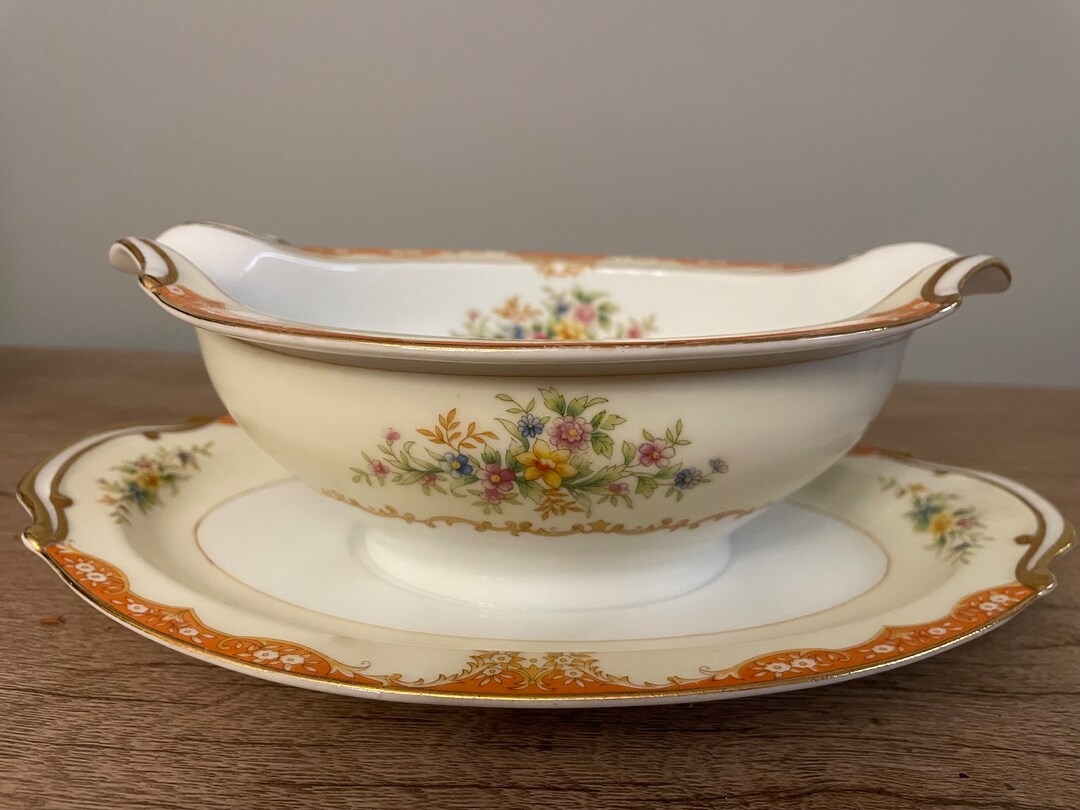 Vintage Noritake Japan Gravy Boat With Attached Under Plate, Vinatge ...