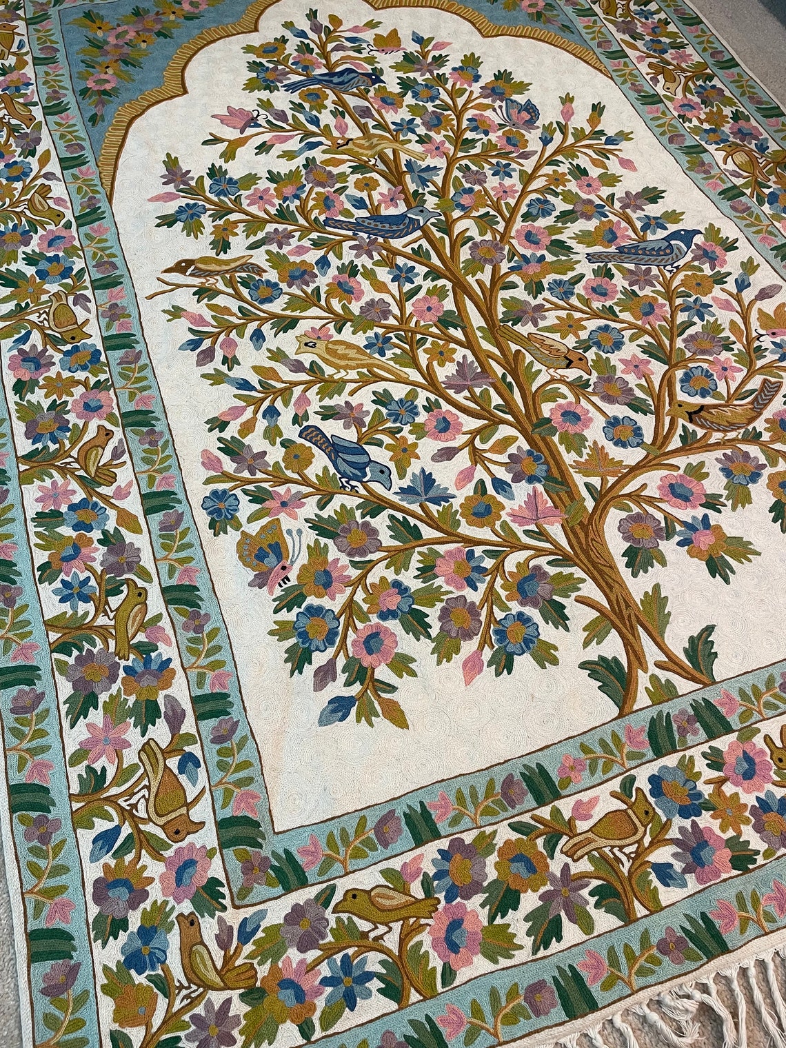 Hand-embroidered "tree of Life" Area Rug or Tapestry, Floral Tapestry ...