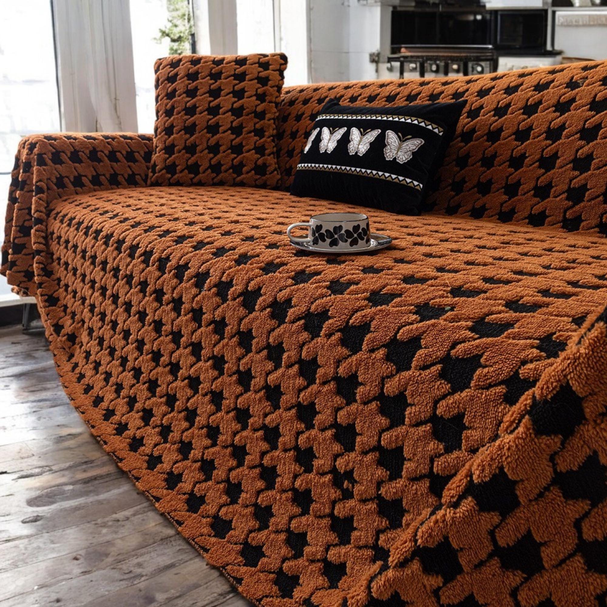 Nordic Chenille Sofa Cover, Patterned Couch Throw - Etsy