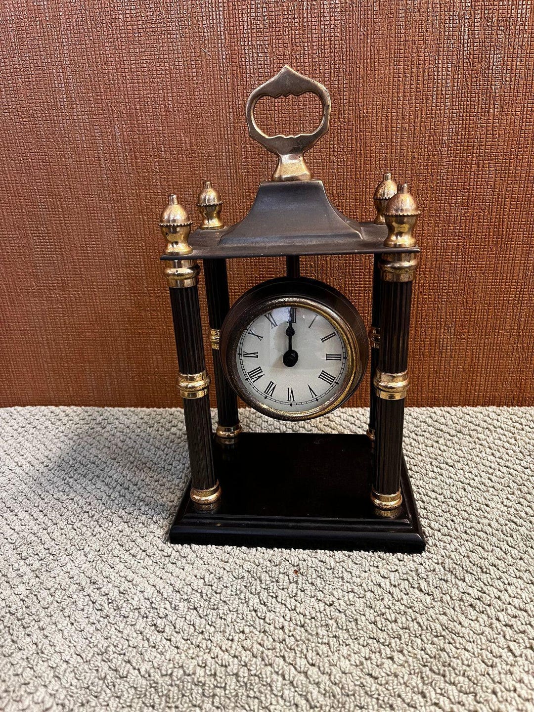 Bombay Co. India Quartz Analog Mantel/desk Clock With Columns - Etsy