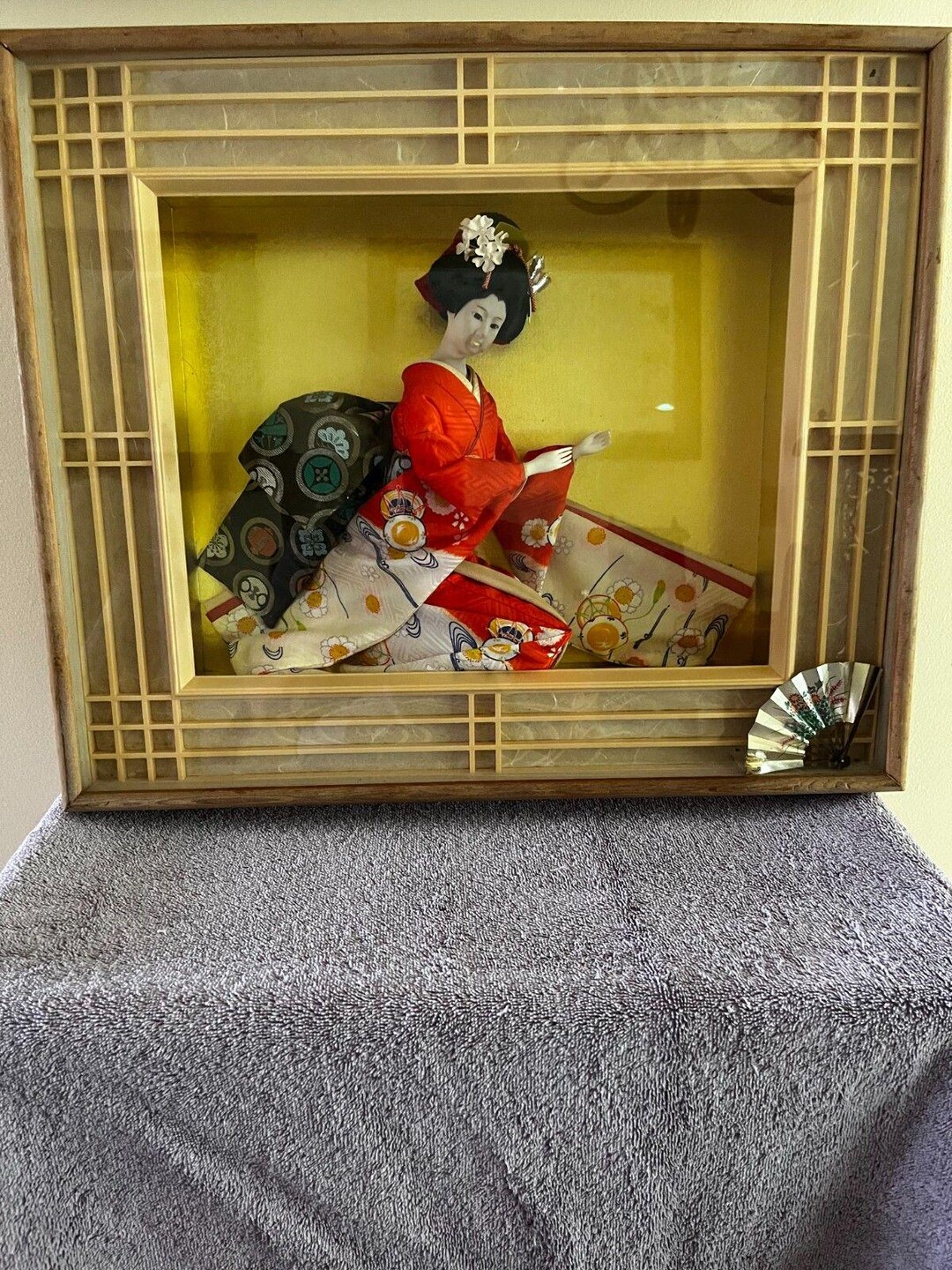 Vintage Japanese Geisha Doll ,glass Wood Case - 18" H X 22" W X6"d ...