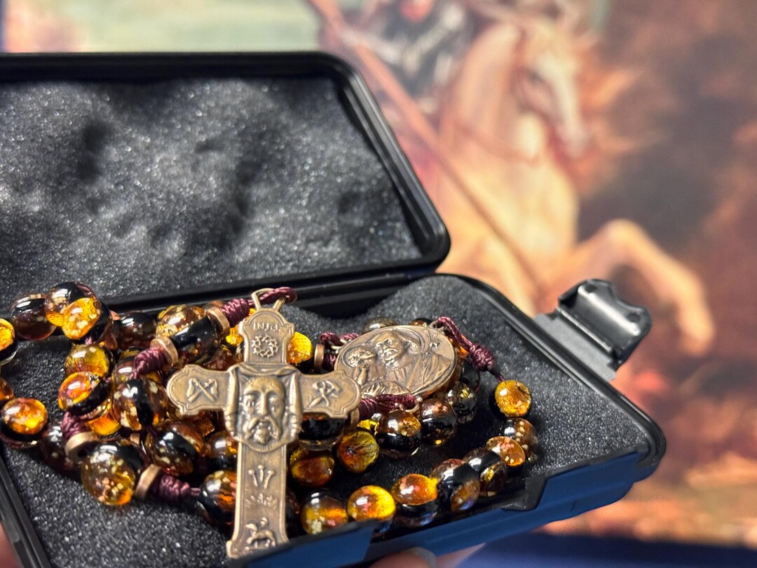 Father Kunkel- Amber Colored Glow in the Dark Rosary- Limited Edition ...
