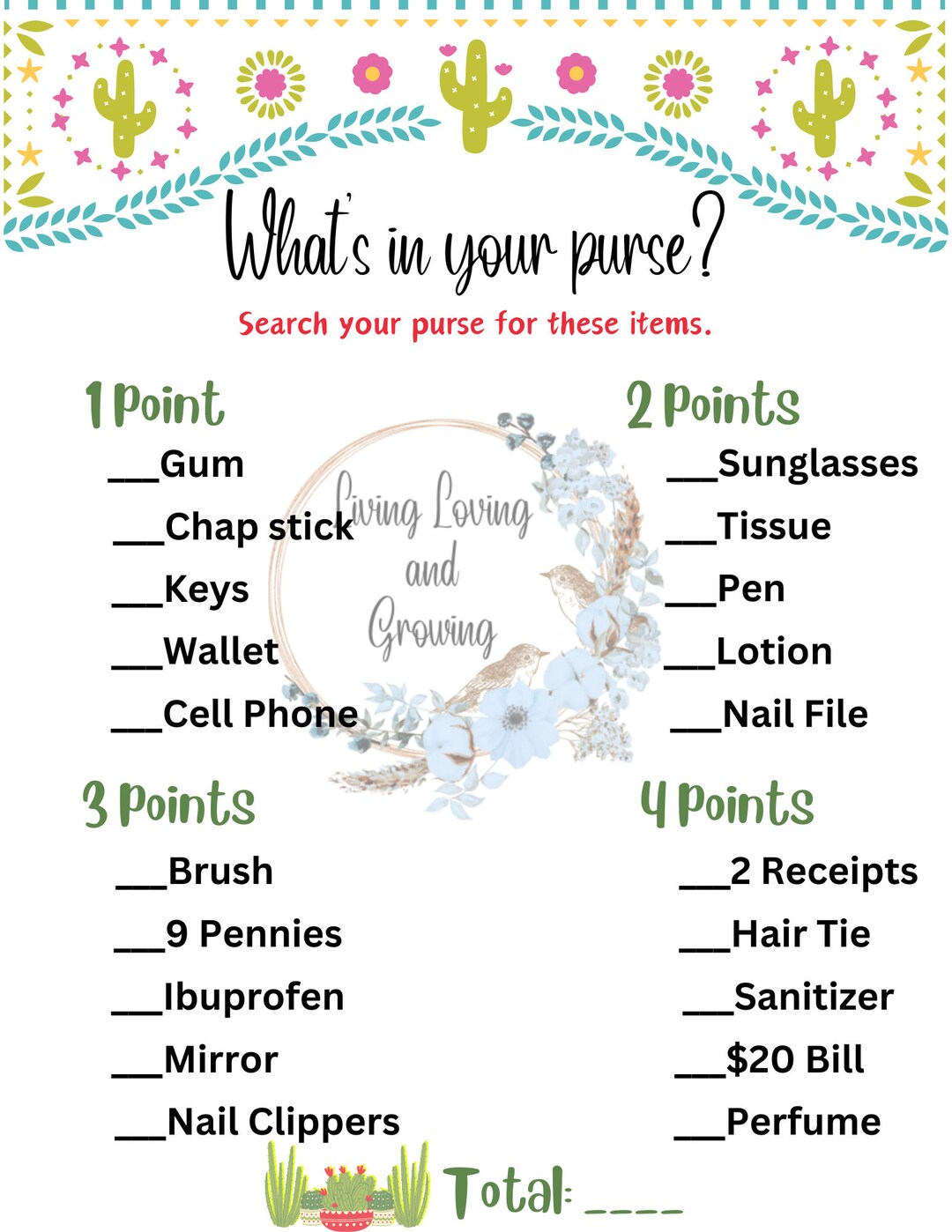 What's in Your Purse Baby Shower Game - Etsy