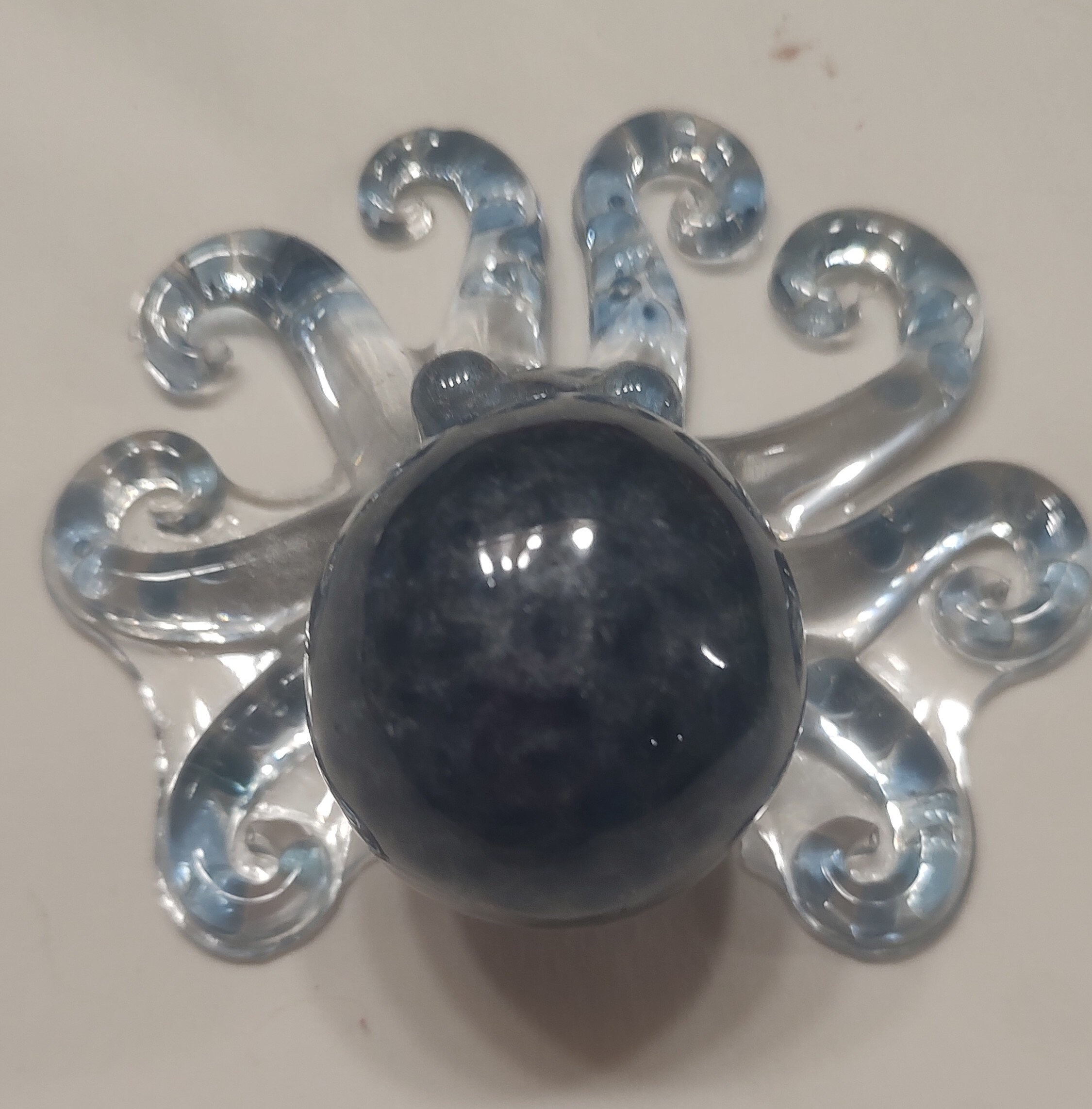 Handmade Resin Octopus. Clear Blue Resin With Blue Glass Pebbles - Etsy