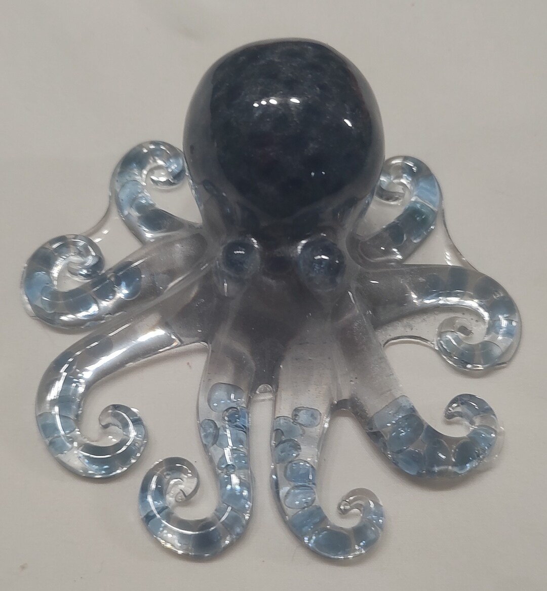 Handmade Resin Octopus. Clear Blue Resin With Blue Glass Pebbles - Etsy