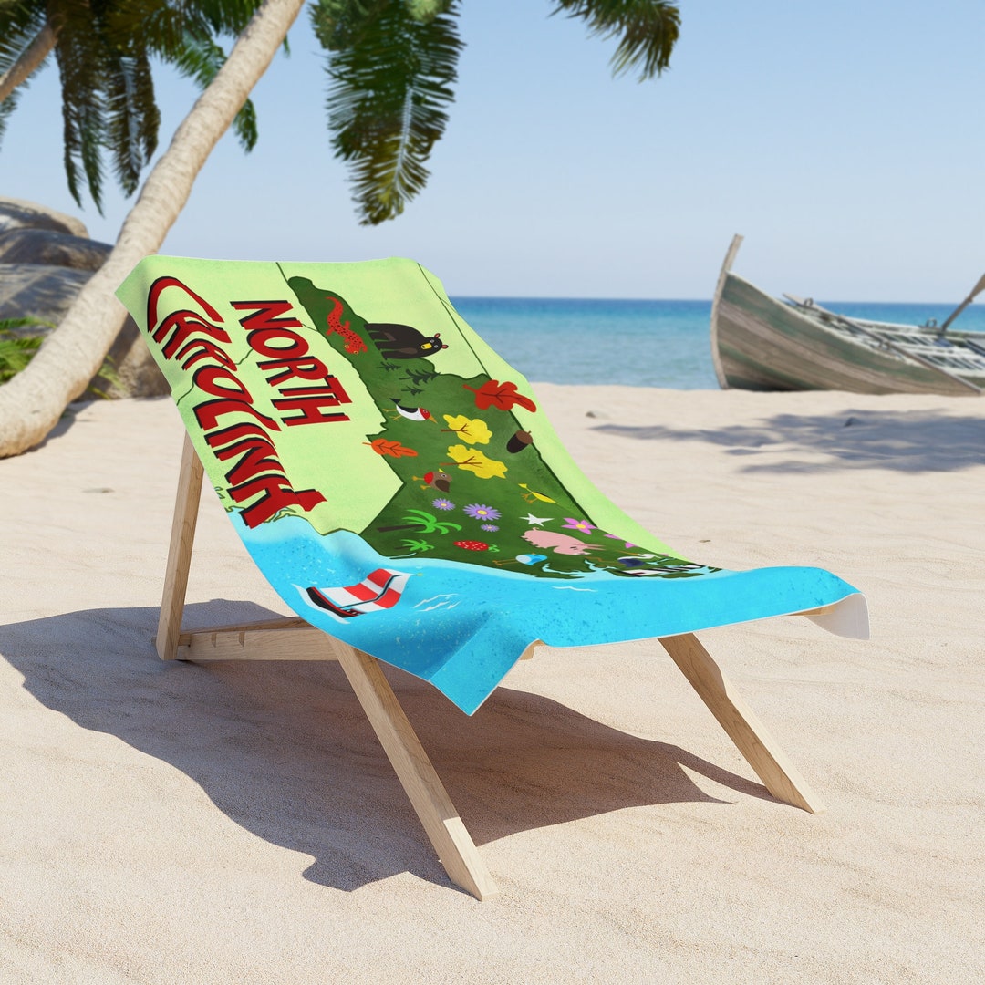 North Carolina Map Beach Towel - Etsy