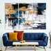 Navy Blue Abstract Painting Wall Art Canvas Print Modern Multi Panel ...