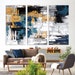 Navy Blue Abstract Painting Wall Art Canvas Print Modern Multi Panel ...