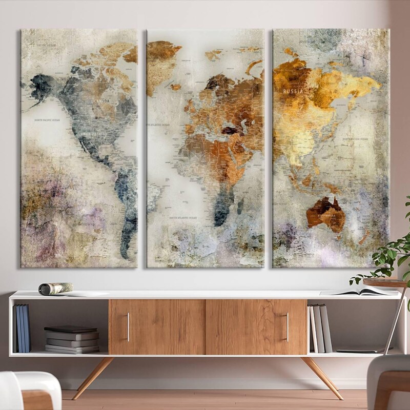 Abstract World Map - Etsy