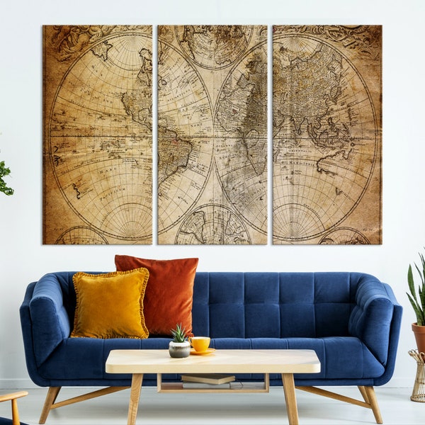 Rustic World Map - Etsy