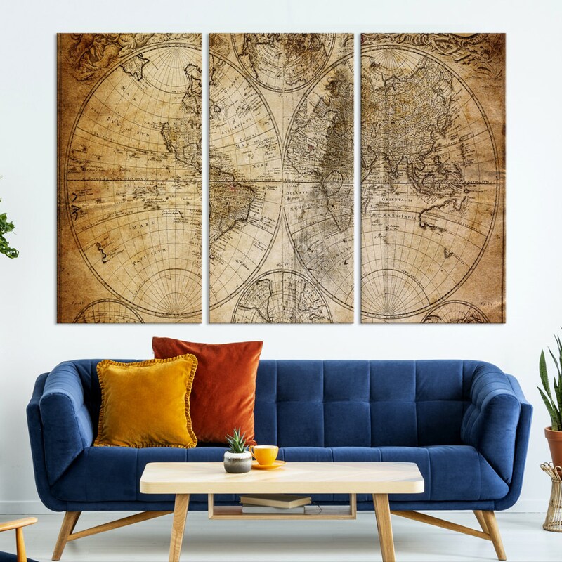 Rustic World Map - Etsy