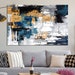 Navy Blue Abstract Painting Wall Art Canvas Print Modern Multi Panel ...