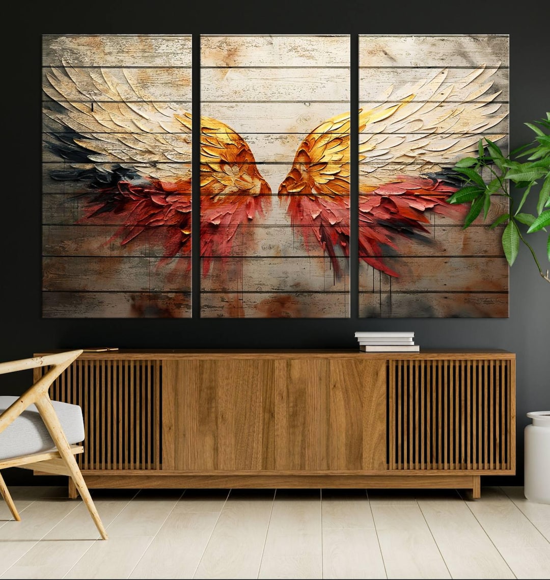 Abstract Angel Wing Wall Art Canvas Print, Modern Spiritual Decor ...