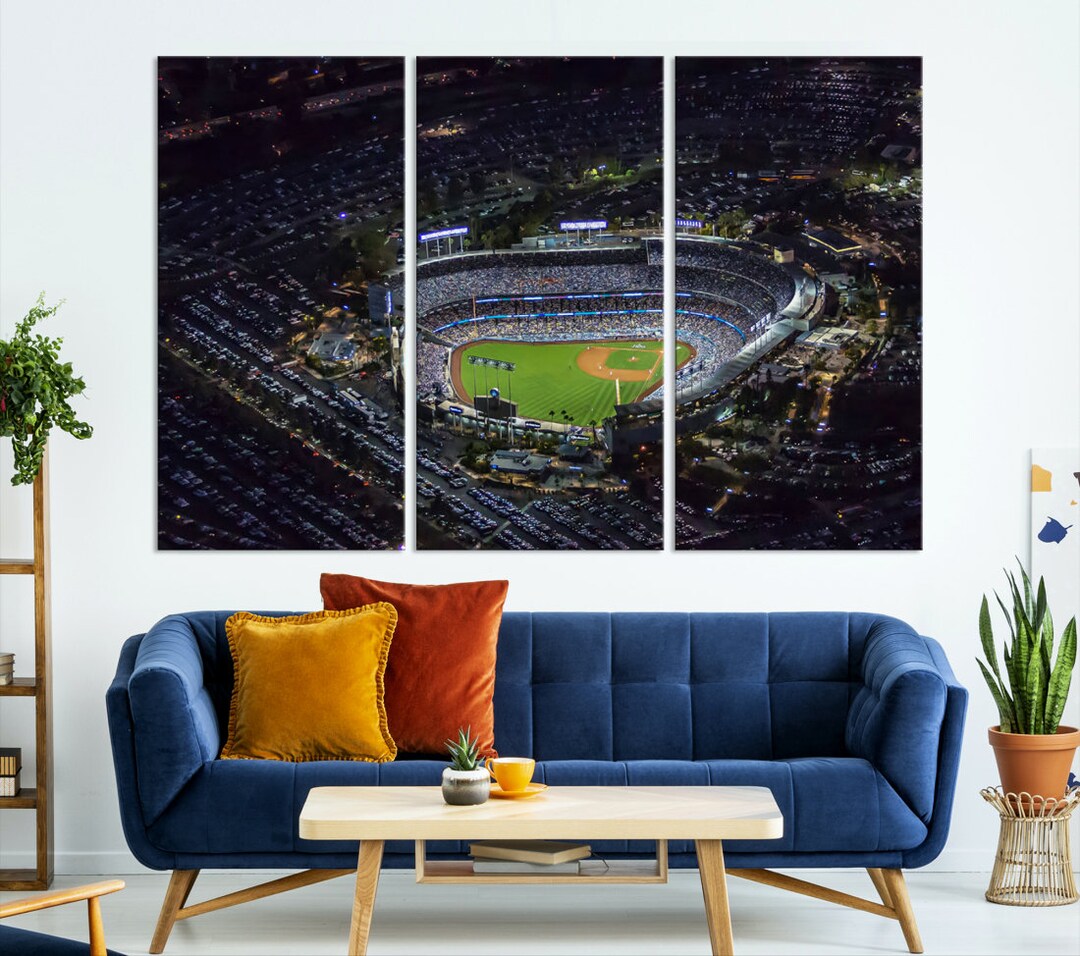 Aerial View of Game Night at Dodgers Stadium Wall Art Canvas Print ...