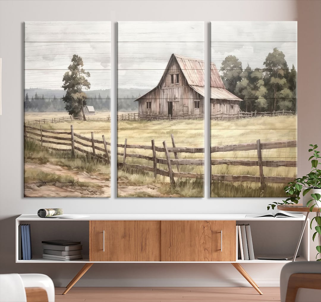 Vintage Wooden Barn Canvas Farmhouse Wall Decor Rustic Primitive ...