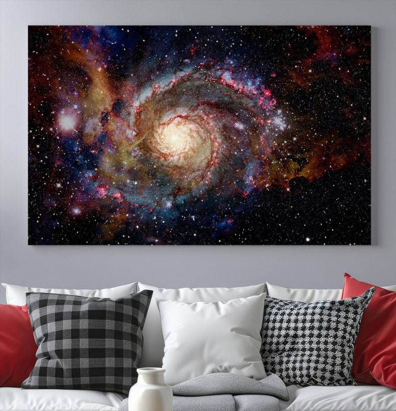 Nebula and Galaxies in Space Wall Art Canvas Print, Spiral Galaxy Wall ...
