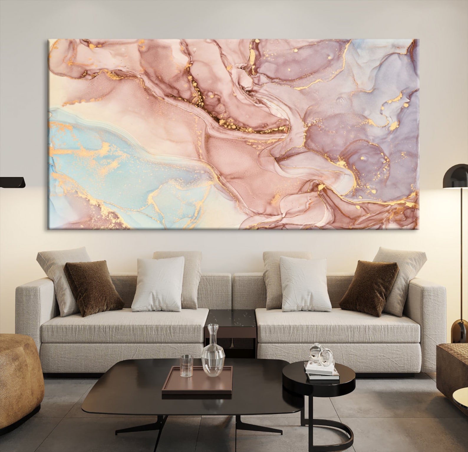 Rose Gold Abstract Wall Art Canvas Print Modern Marble Multi Panel Home ...