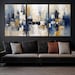 Navy Blue Abstract Painting Wall Art Canvas Print Modern Multi Panel ...