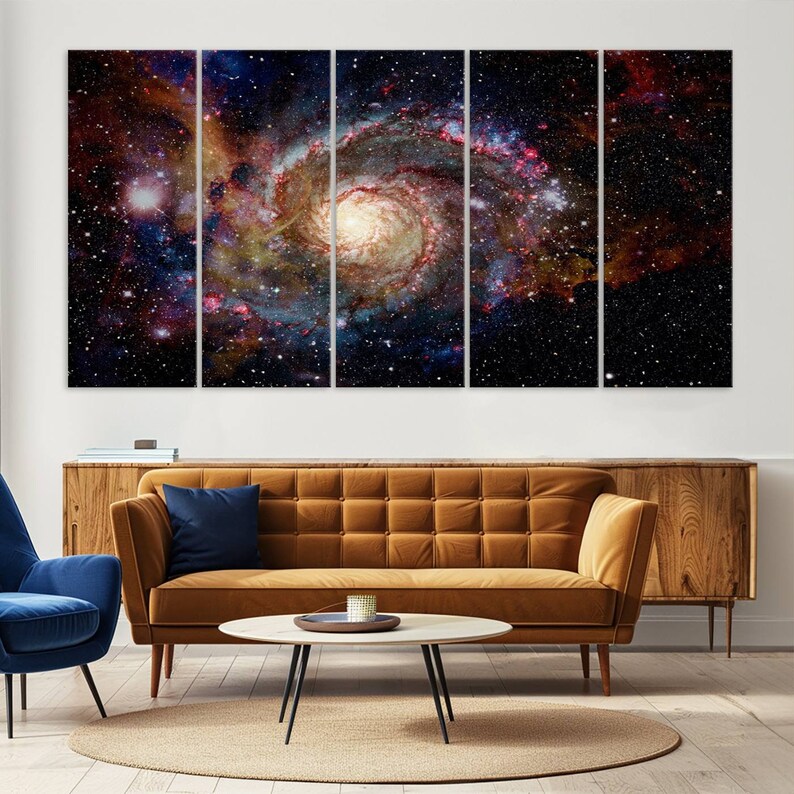Nebula and Galaxies in Space Wall Art Canvas Print, Spiral Galaxy Wall ...