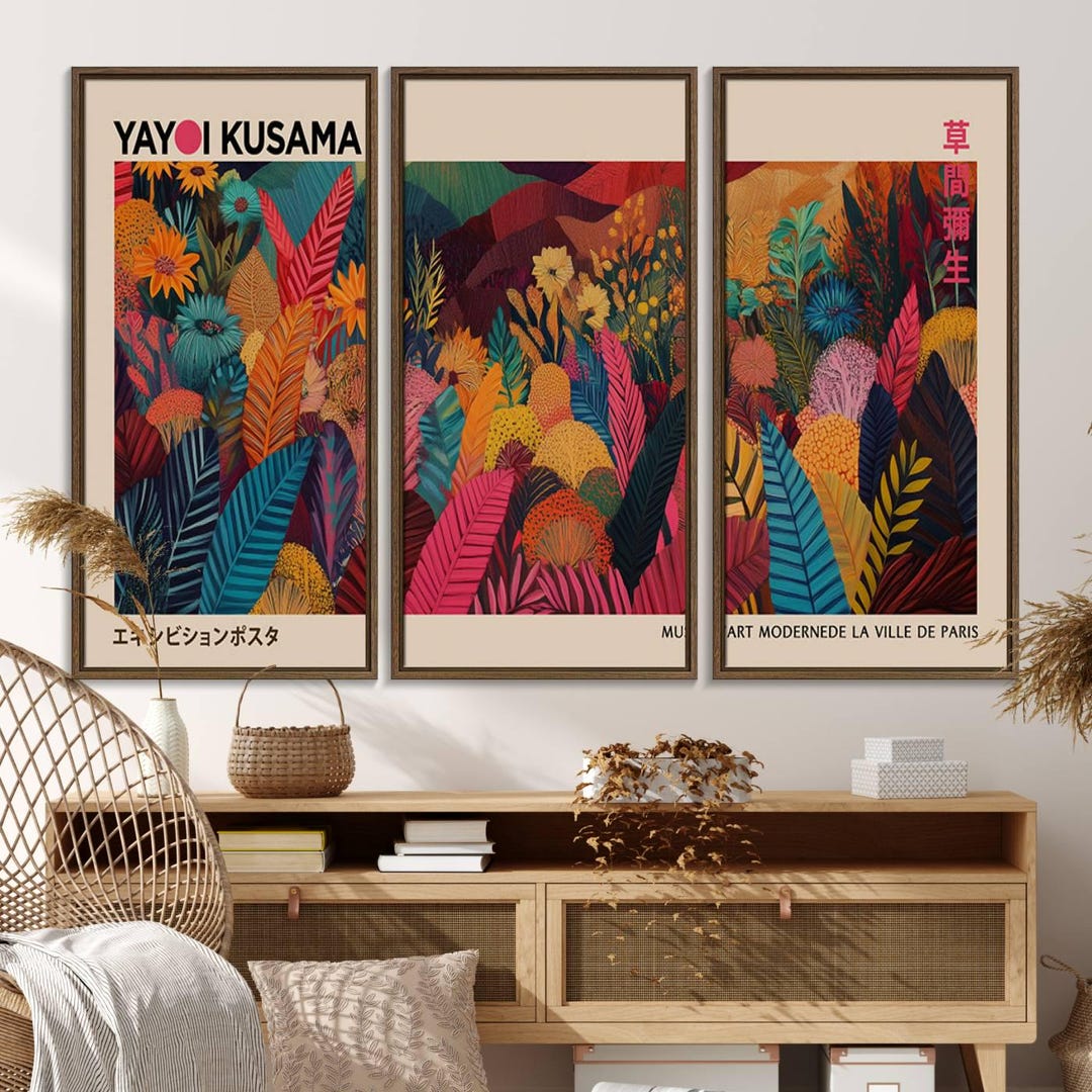 Yayoi Kusama Style Exotic Garden Canvas Print, Colorful Abstract ...