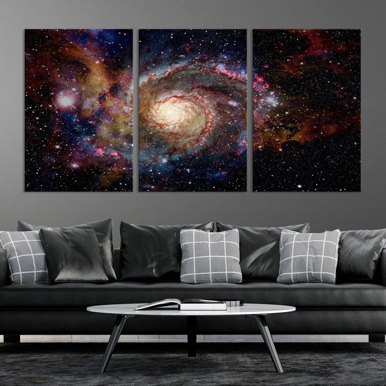 Nebula and Galaxies in Space Wall Art Canvas Print, Spiral Galaxy Wall ...