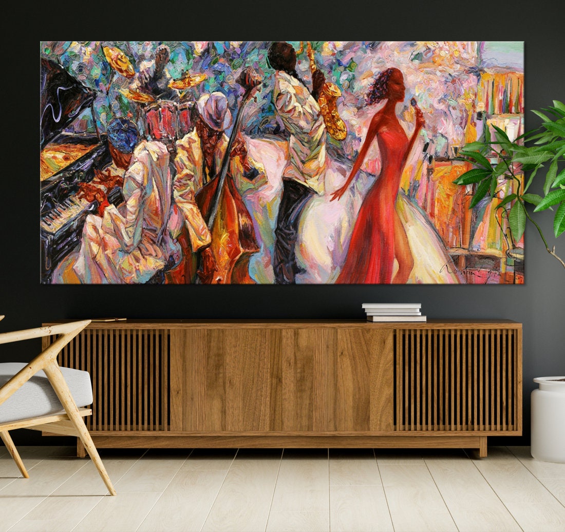 Abstract African Jazz Canvas Painting Multi Panel Music Abstract Jazz ...