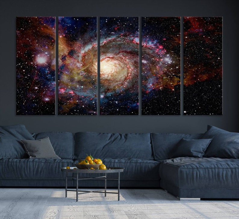 Nebula and Galaxies in Space Wall Art Canvas Print, Spiral Galaxy Wall ...