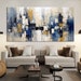 Navy Blue Abstract Painting Wall Art Canvas Print Modern Multi Panel ...