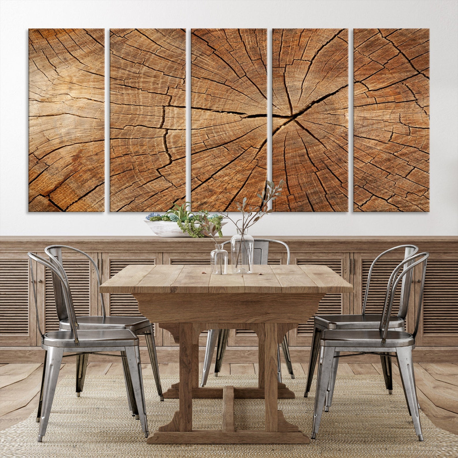 Tree Ring Texture Wall Art Canvas Print Wood Cross Section Multi Panel ...