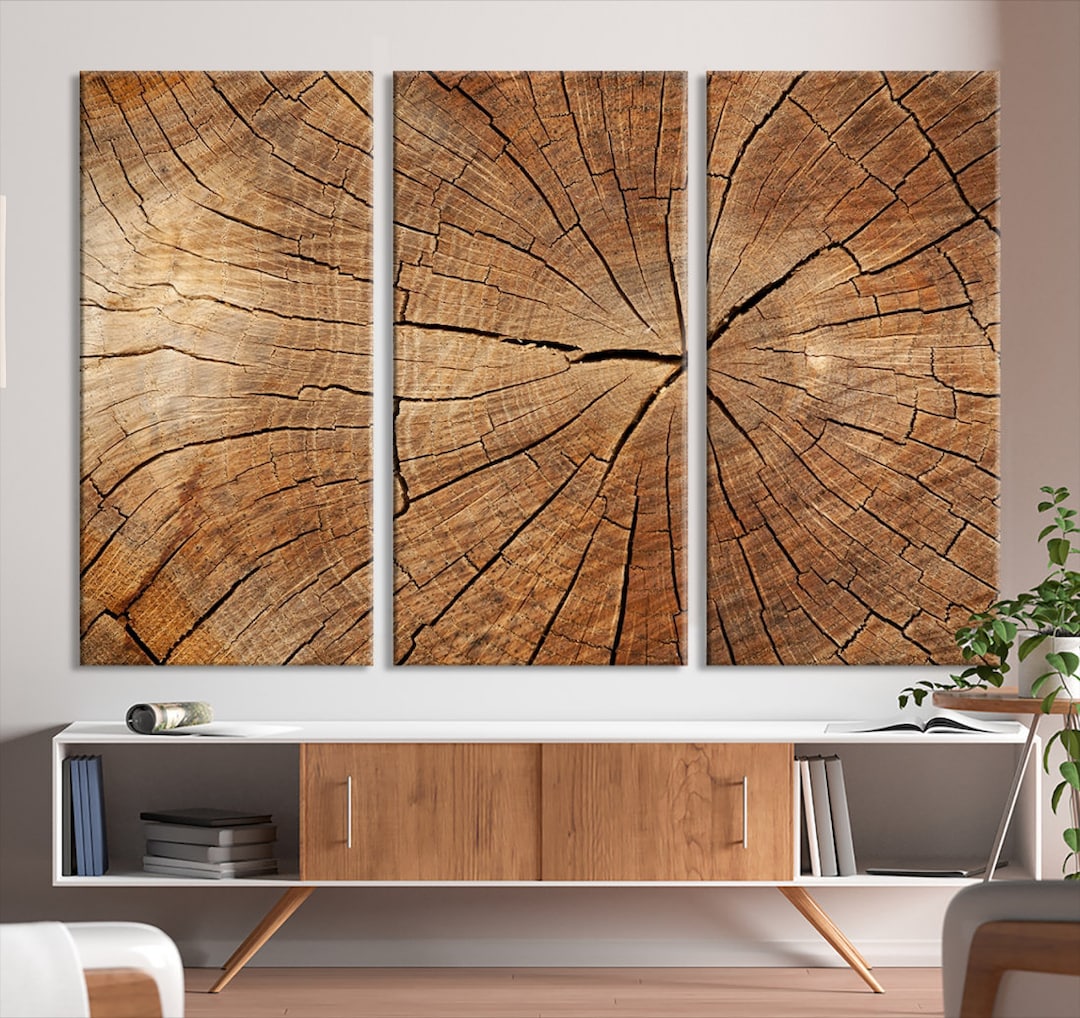 Tree Ring Texture Wall Art Canvas Print Wood Cross Section Multi Panel ...