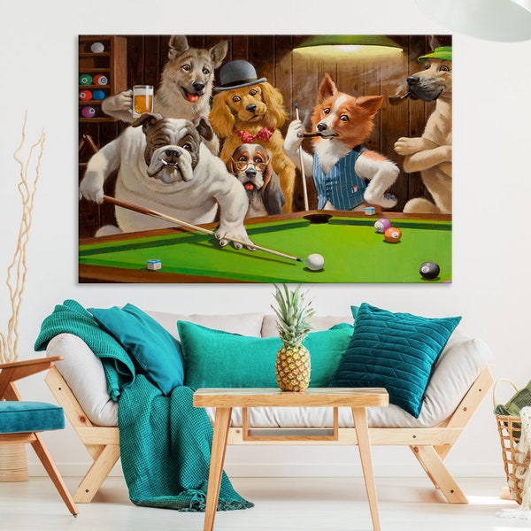 Dogs Playing Pool - Etsy