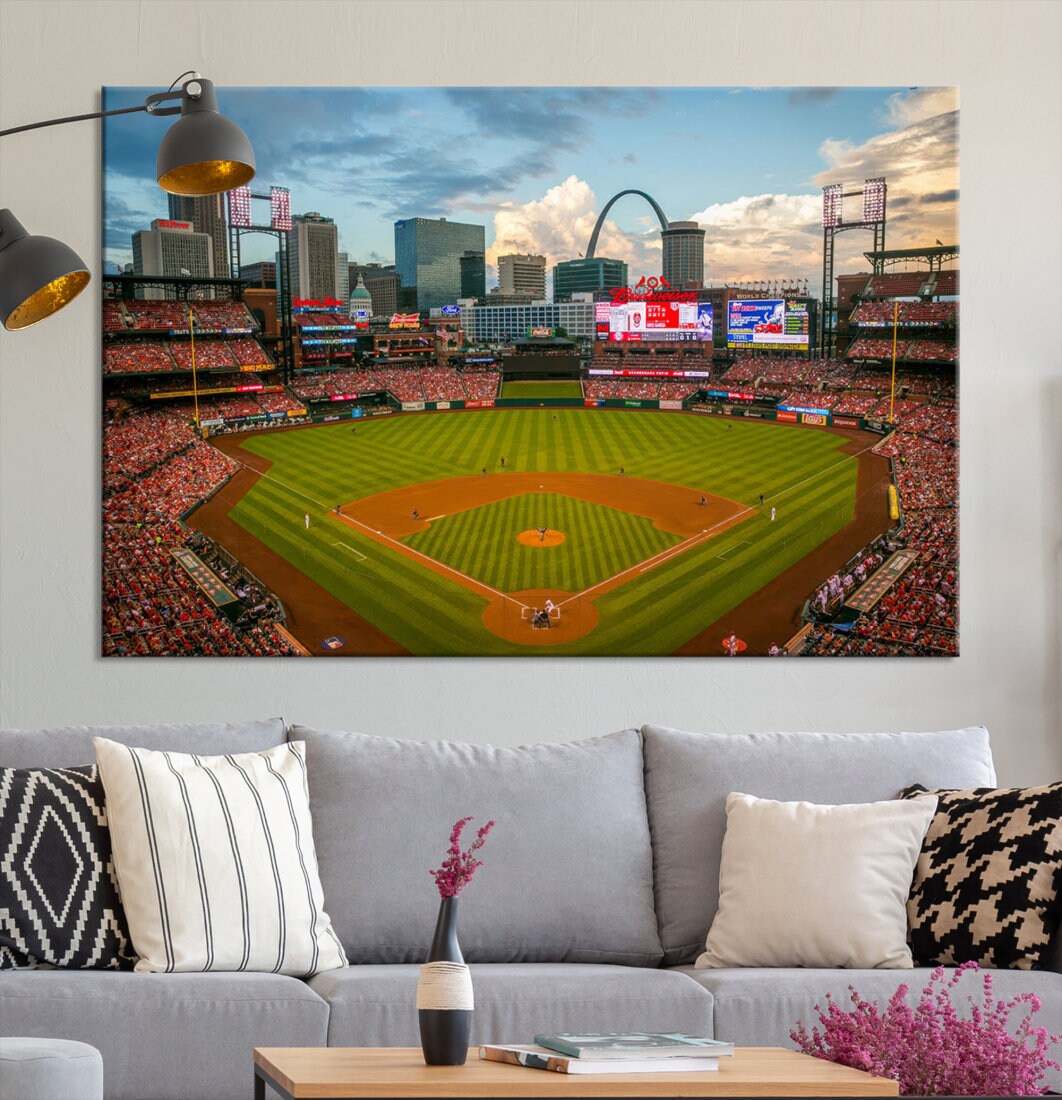 St. Louis Cardinals Baseball Canvas Print Busch Stadium Wall Art Ready to Hang Framed Canvas MLB ...