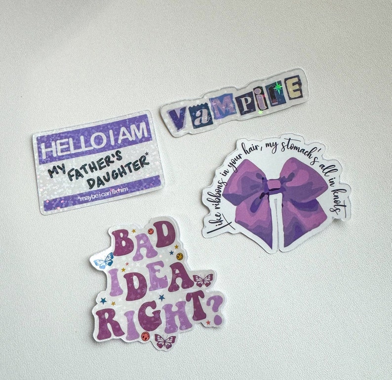 Olivia Rodrigo GUTS Tour Inspired Purple Beaded Bracelet and Sticker ...