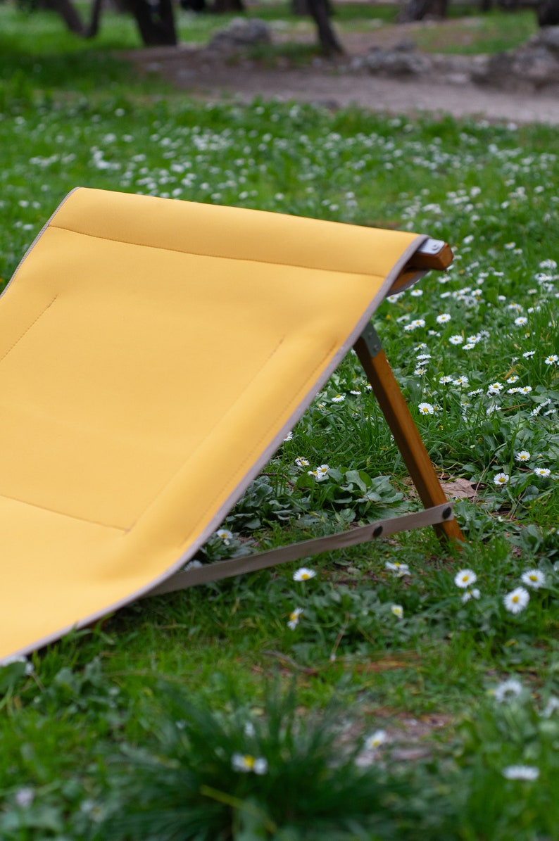 Yellow Foldable Tilt Adjustable Wooden Sun Lounger, Light Folding ...