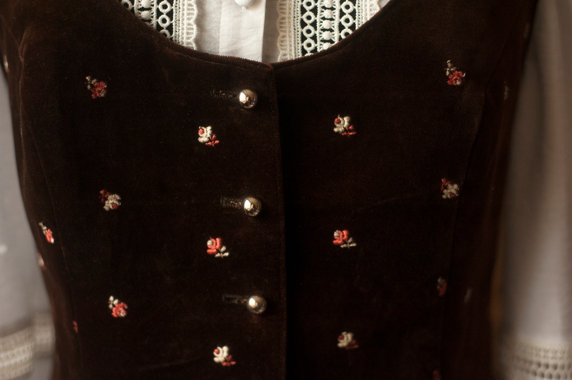 Brown Velor Vintage Vest for Women, Size M, L - Etsy
