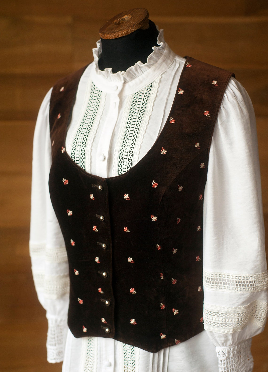 Brown Velor Vintage Vest for Women, Size M, L - Etsy
